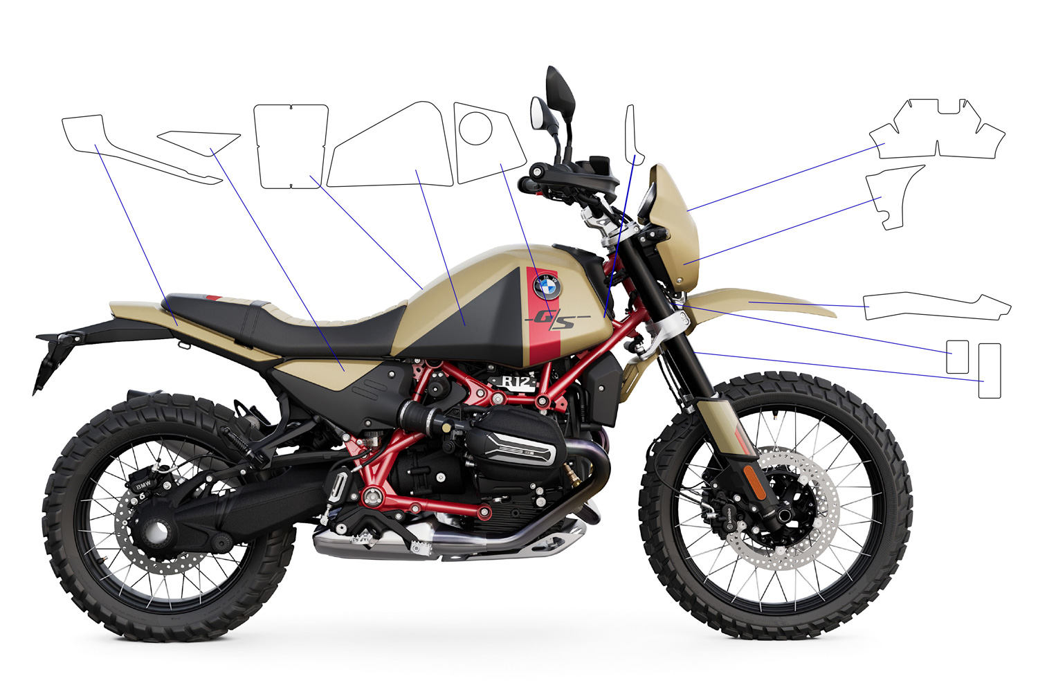 Paint protection film complete set for BMW R 12 G/S | Wunderlich