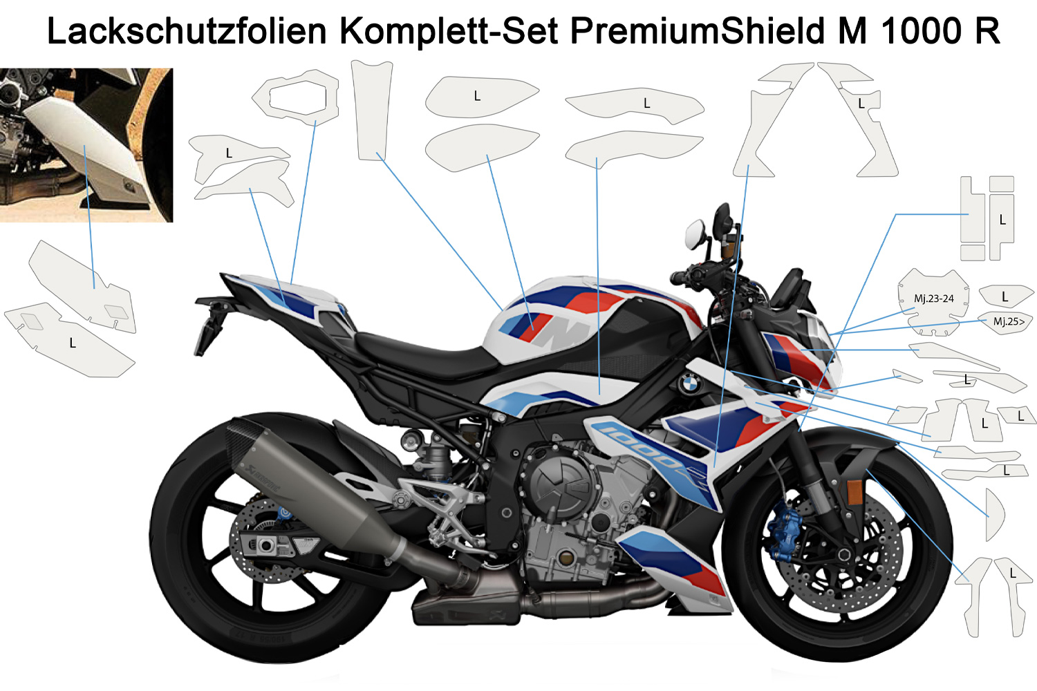 Lackschutzfolien Komplett-Set PremiumShield M 1000 R | Wunderlich